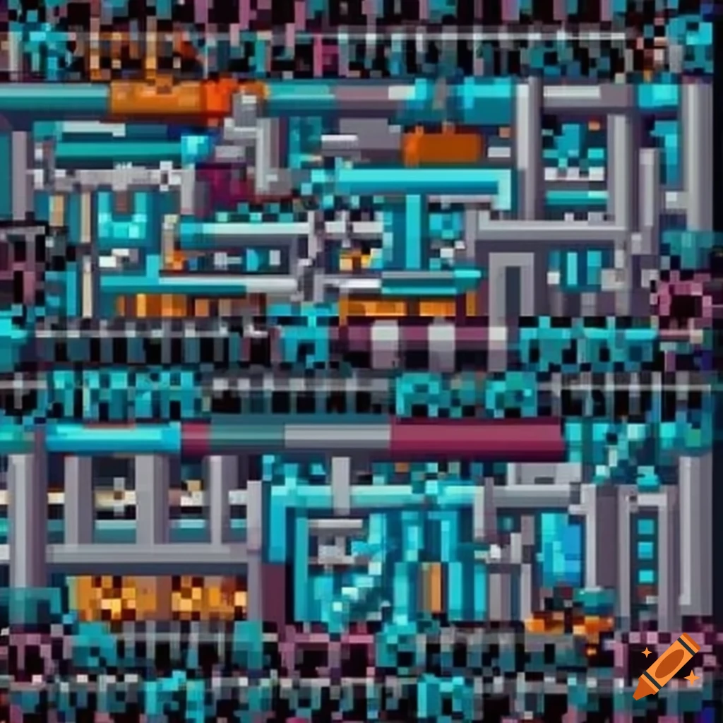 Pixelart of multiple metal pipes on Craiyon