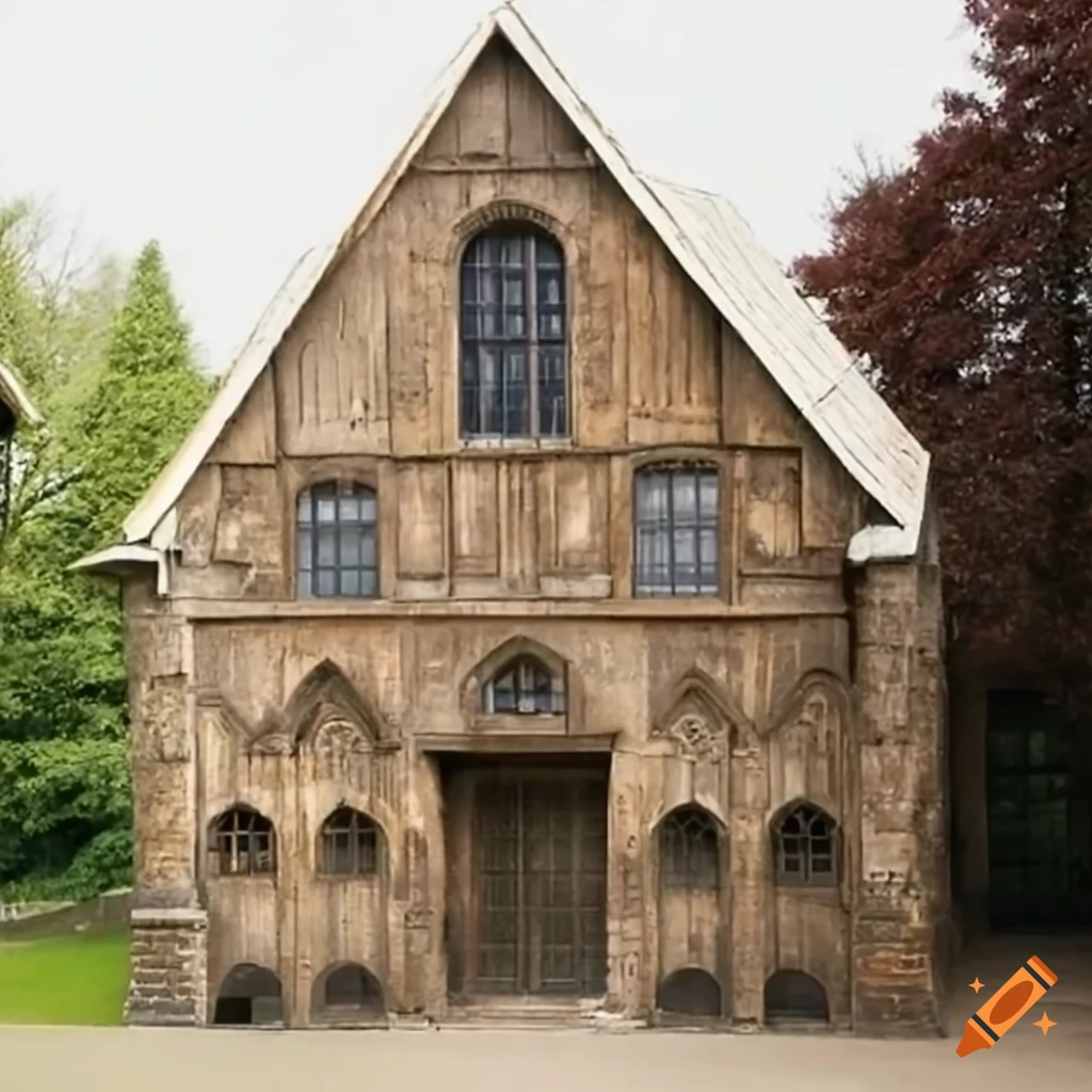 Exterior of a medieval school on Craiyon