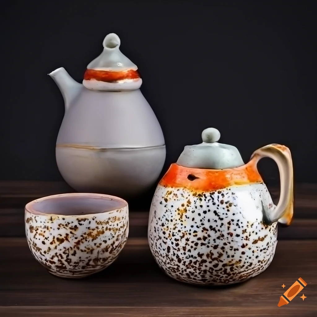 Unique ceramic pottery with abstract designs and vibrant colors on Craiyon