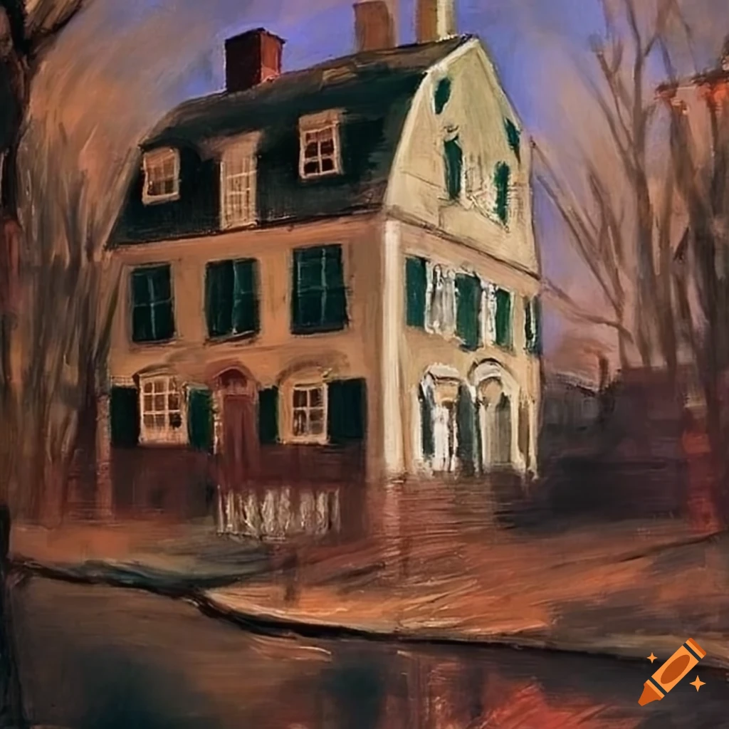 Painting of the amityville horror house by edgar degas on Craiyon
