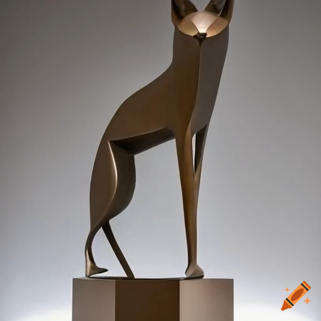 Modern bronze sculpture of a coyote on Craiyon