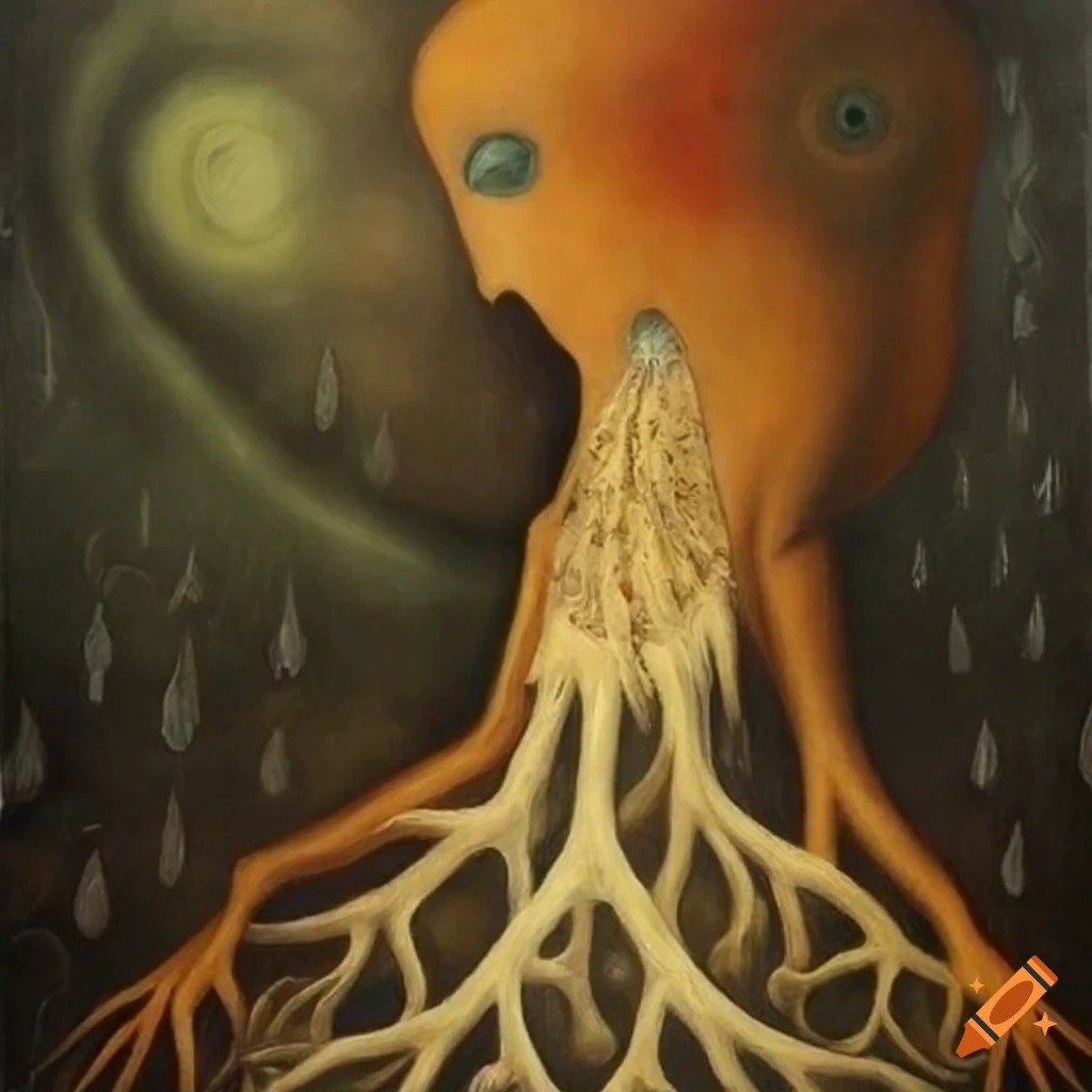 Surreal painting of tree roots by Remedios Varo on Craiyon