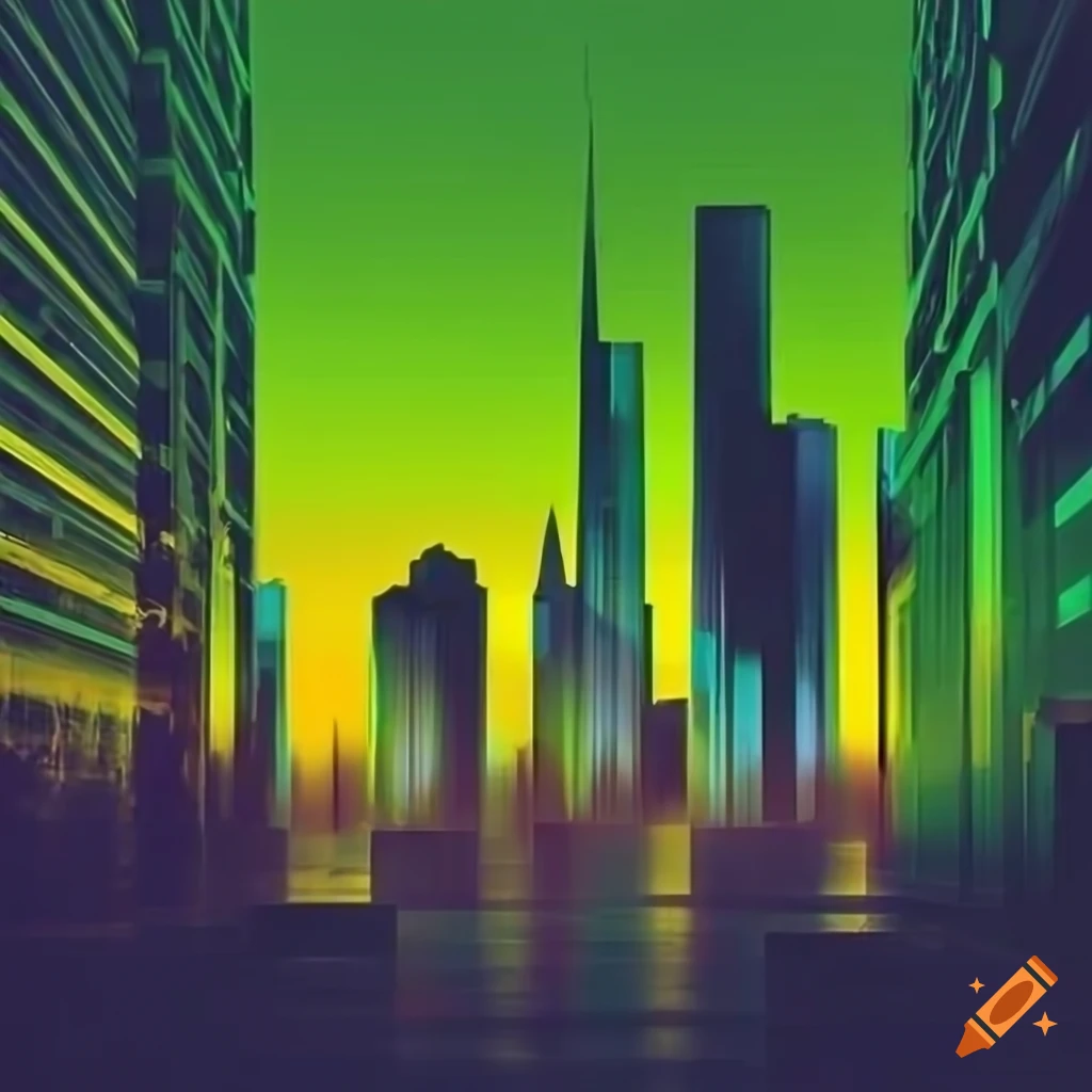 Synthwave cityscape at sunset on Craiyon