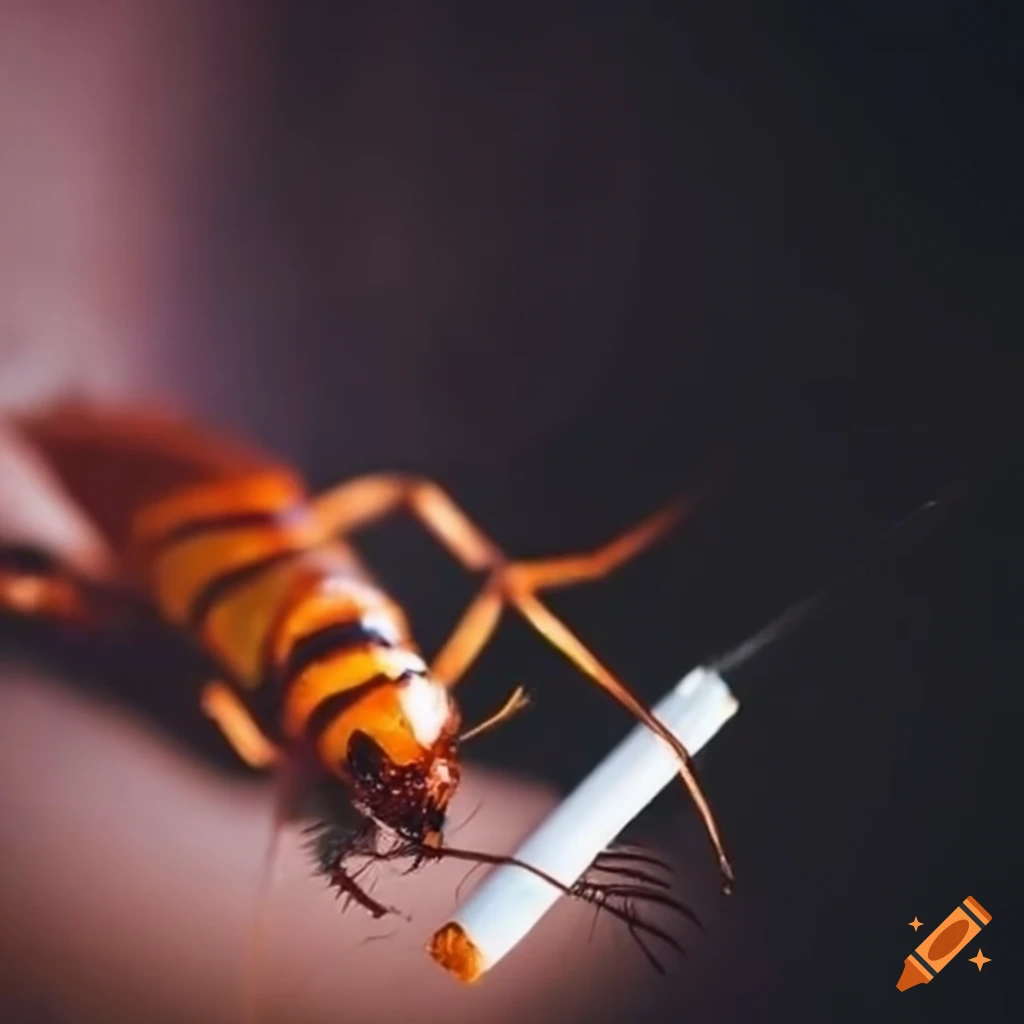 Satirical image of a smoking cockroach on Craiyon