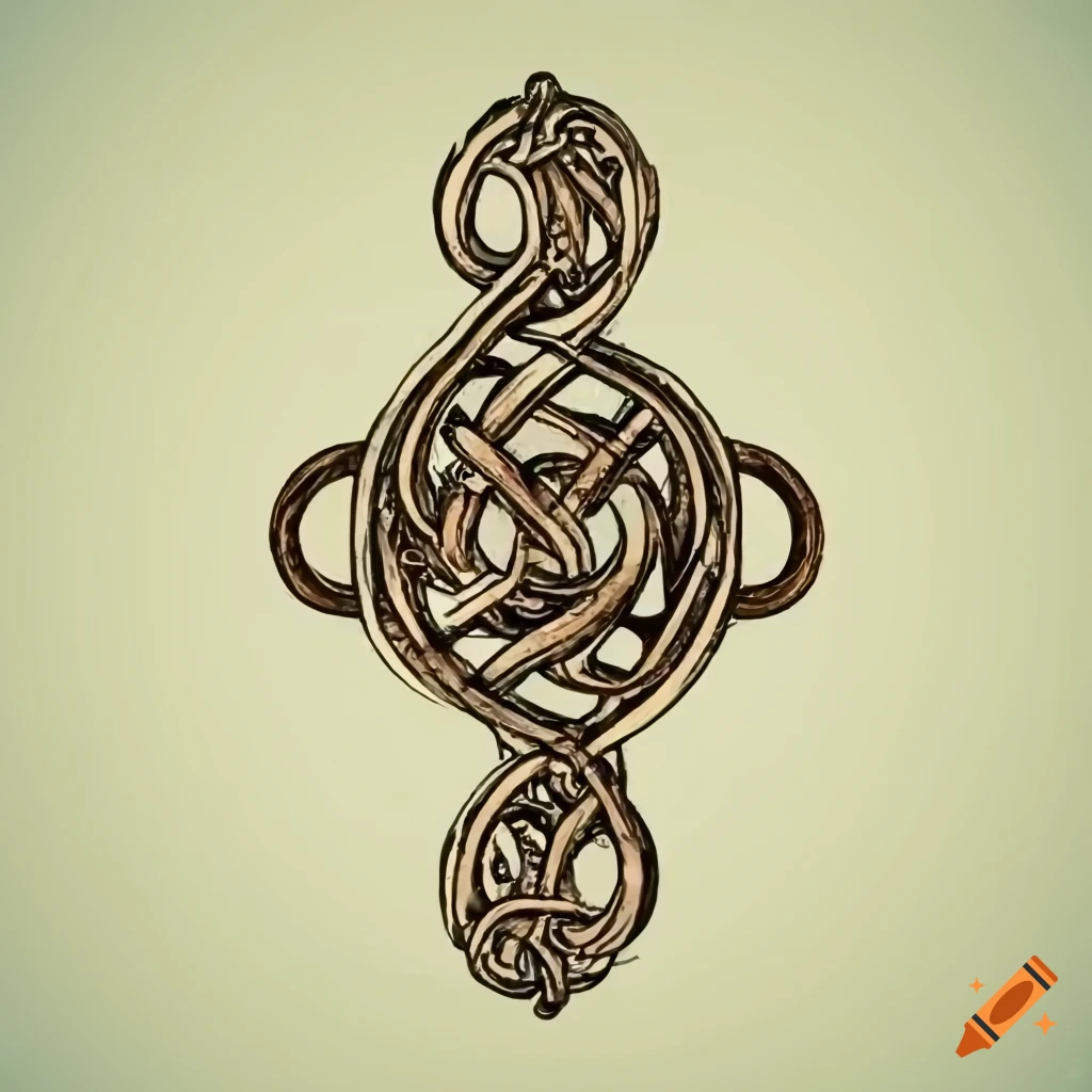 Intricate celtic fibula design illustration