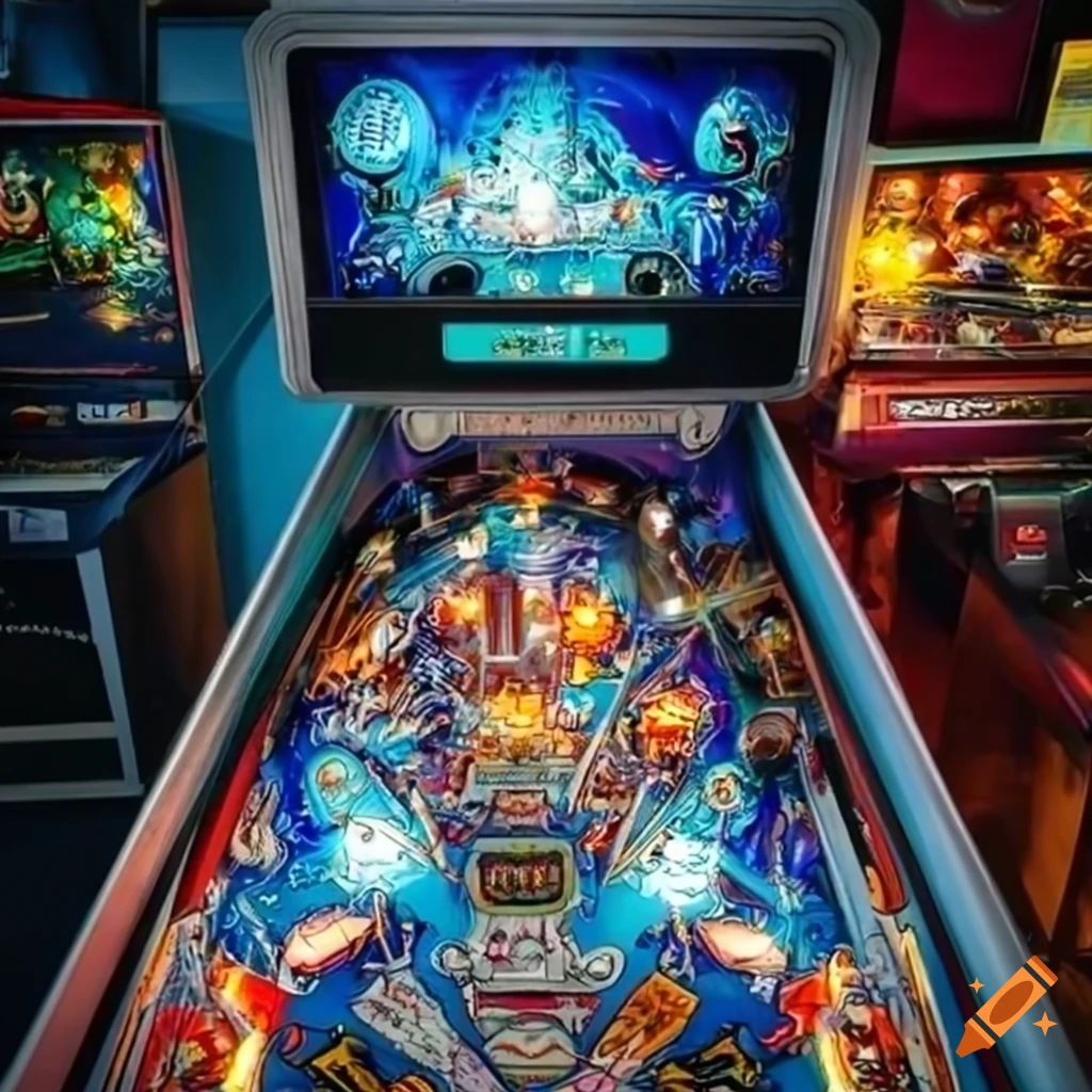 Pinball machine with the text "opa sommerturnering '23" on Craiyon