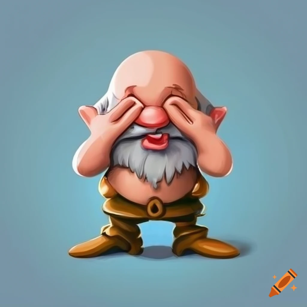 Cartoon image of a dwarf in despair