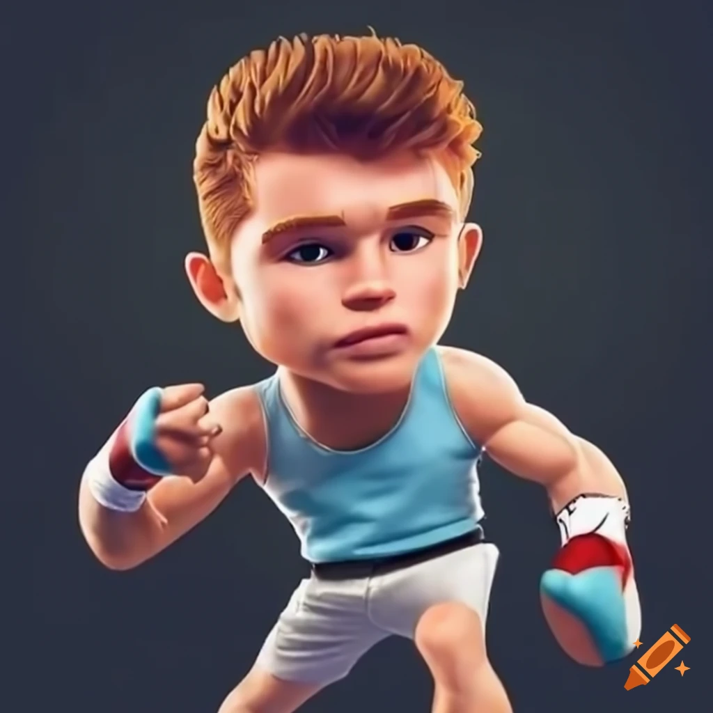 Animated chibi version of canelo alvarez throwing a punch on Craiyon
