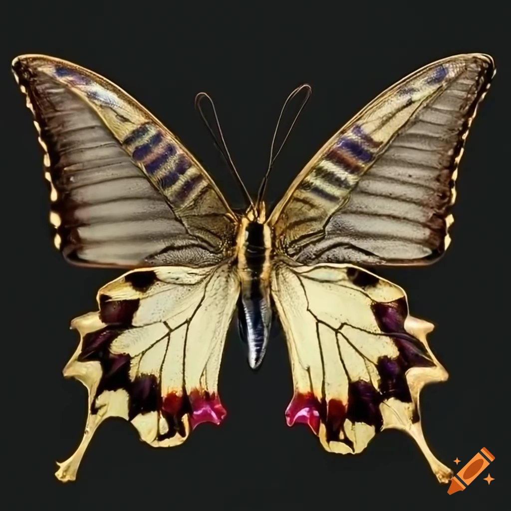 Fractal surrealistic depiction of a butterfly with unique wings on Craiyon