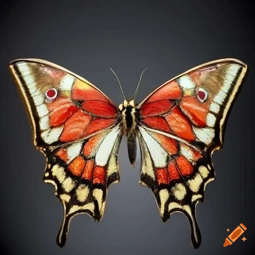 A small butterfly with medieval patterns on its wings on Craiyon