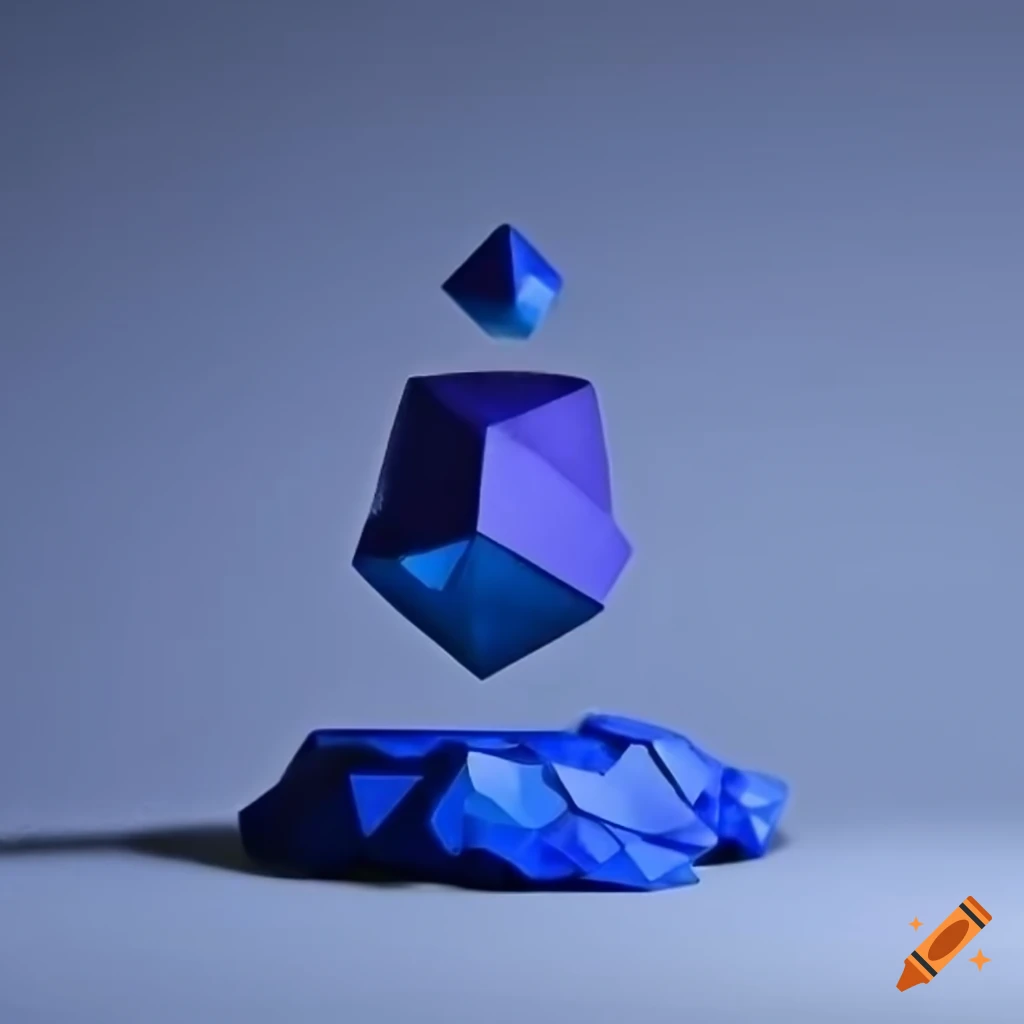 Big cyan pyramid on wooden box on Craiyon