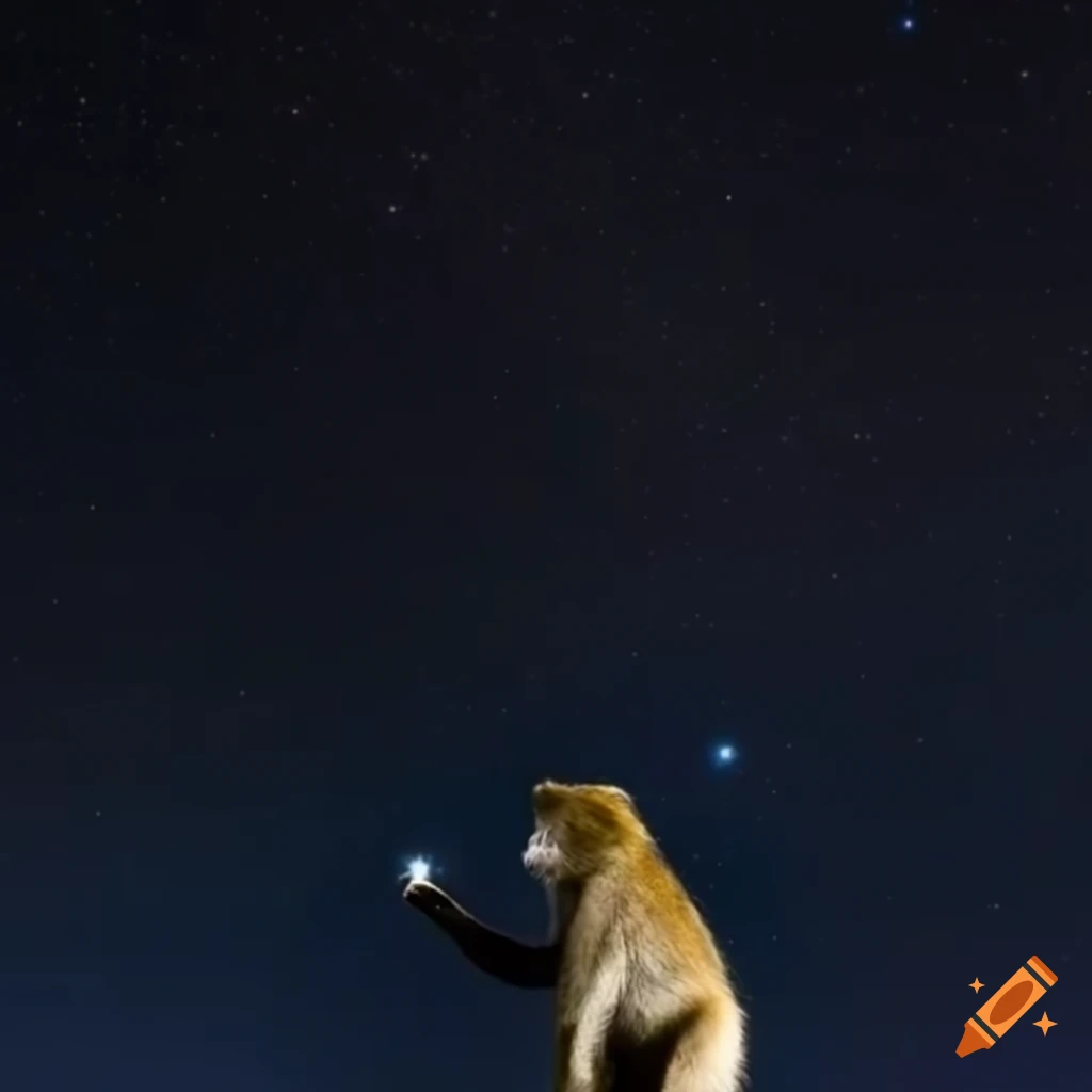 Fun-loving monkey with a telescope exploring the cosmos on Craiyon