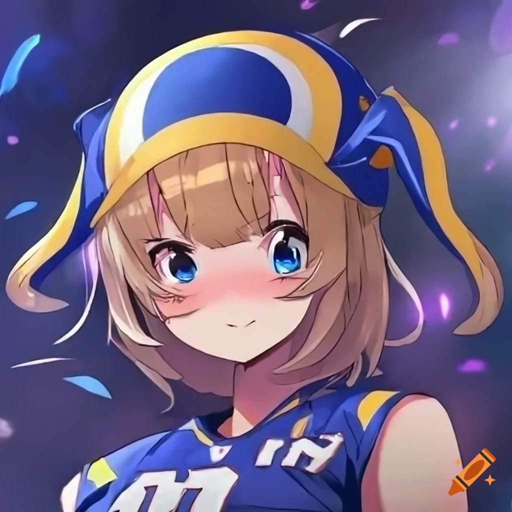 Enthusiastic anime girl cheering for la rams on Craiyon