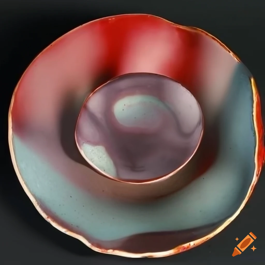 Abstract ceramic artwork with various glazes and patterns on Craiyon