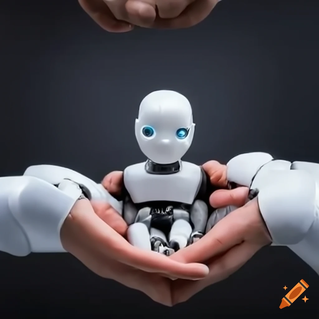 Image of ai robots holding hands
