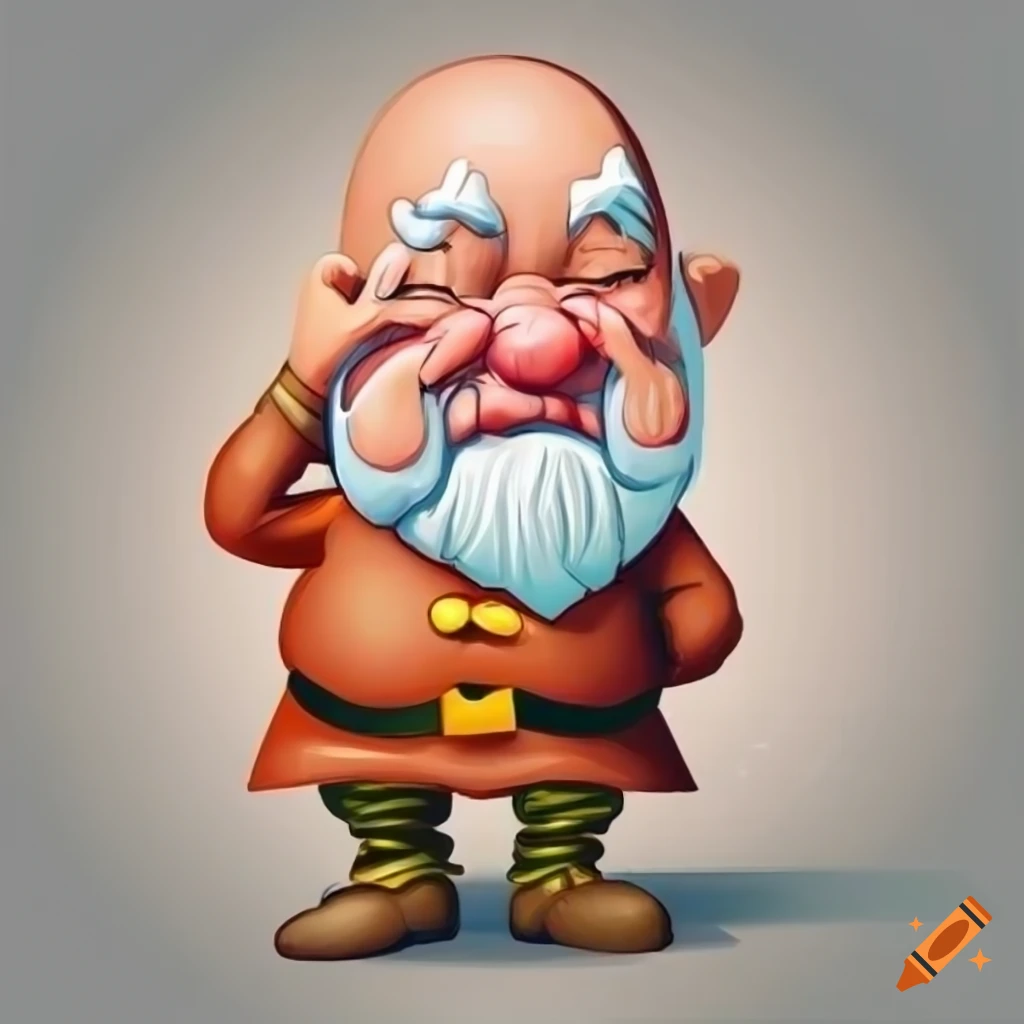 Cartoon dwarf crying on Craiyon