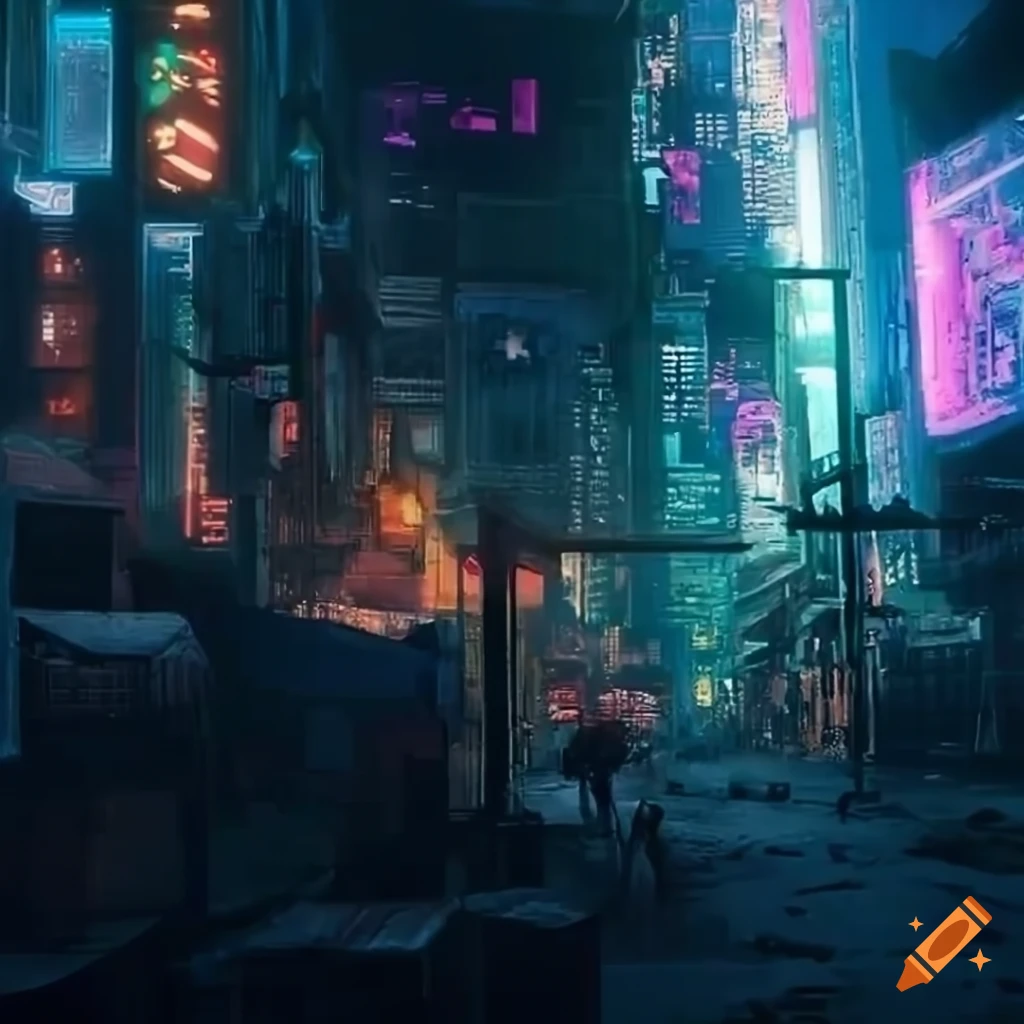 A realistic depiction of a cyberpunk city