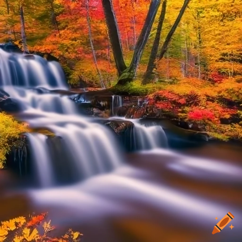 Realistic depiction of a colorful autumn scene in Vermont on Craiyon