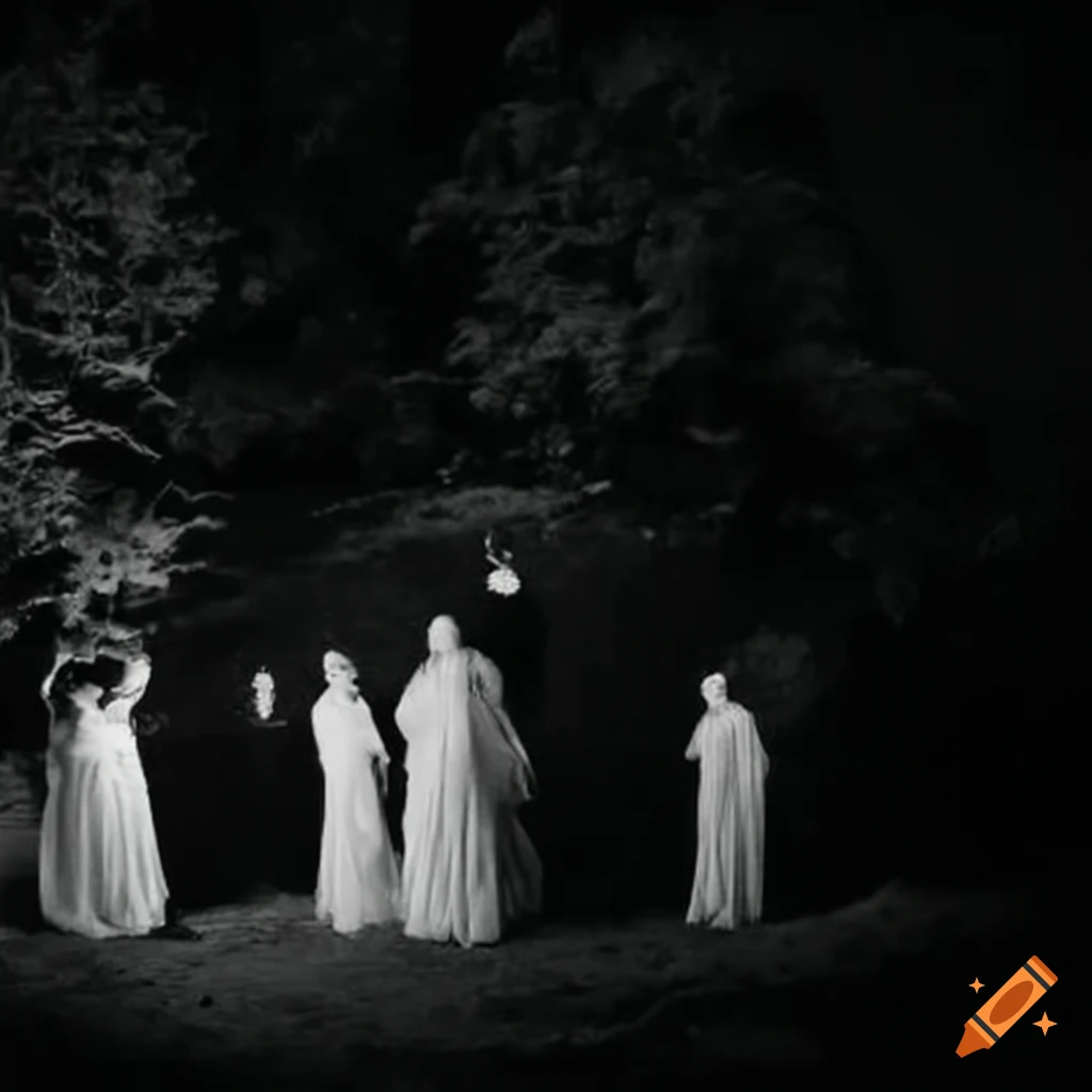 Ghostly white lady haunting a cemetery at night on Craiyon