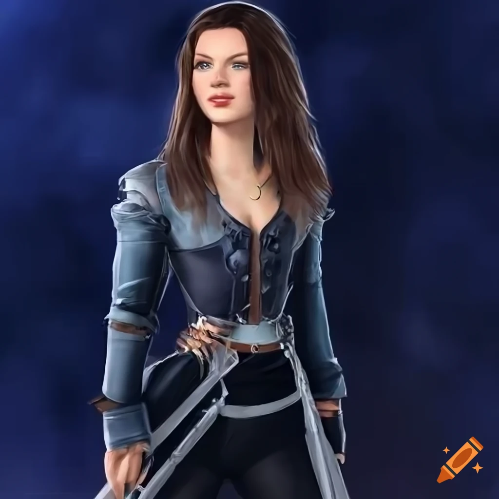 Picture of a female starship captain on a spaceship bridge on Craiyon