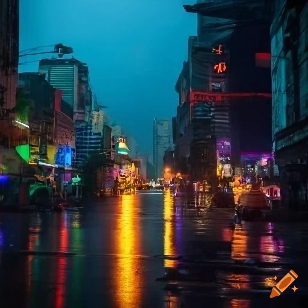 Night view of a cyberpunk city in manila on Craiyon