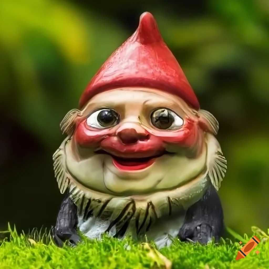 Mossy gnome stone statue on Craiyon