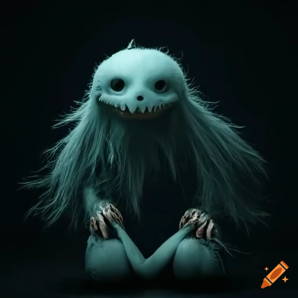 Illustration of a terrifying ghostly creature with sharp teeth and long ...