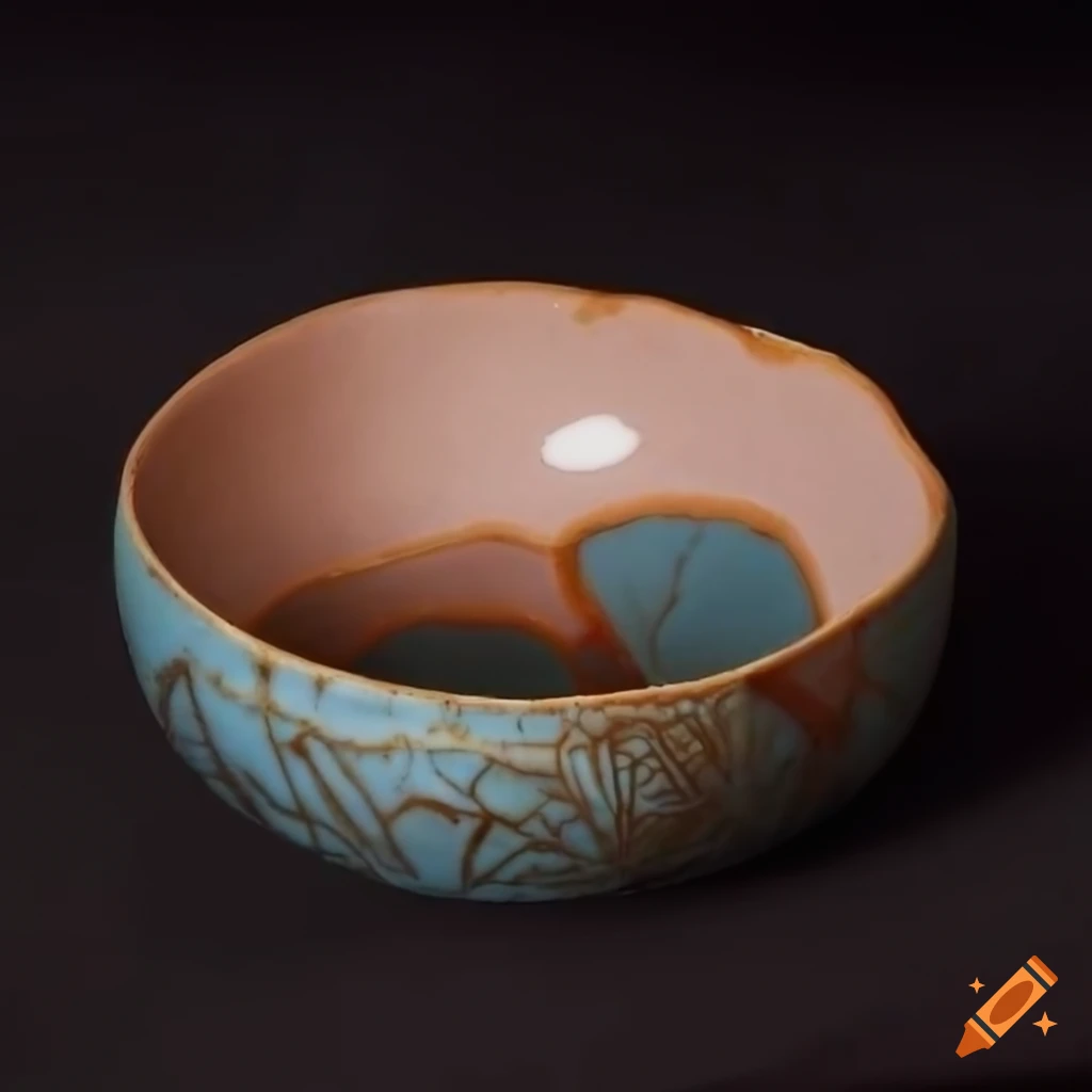 Glazed ceramic pottery with vibrant colors and textures on Craiyon