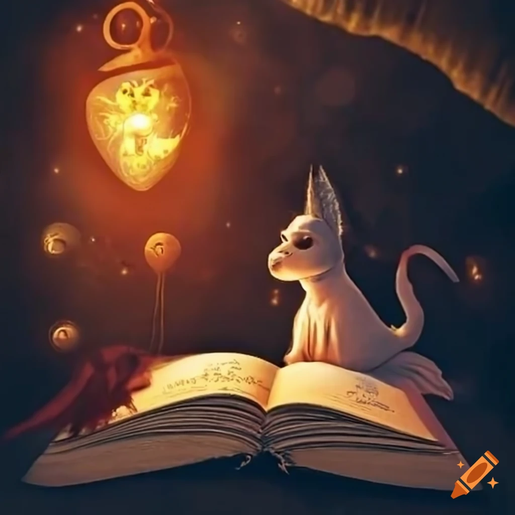 Artistic illustration of a magical book on Craiyon