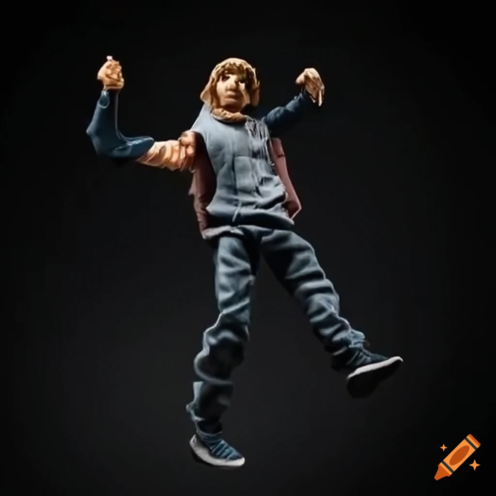 Action figure rapper jumping in a crowd