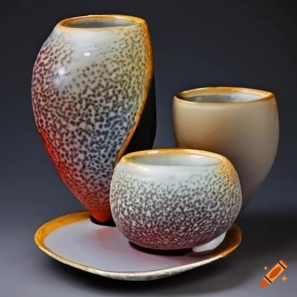 Unique ceramic pottery with abstract designs on Craiyon