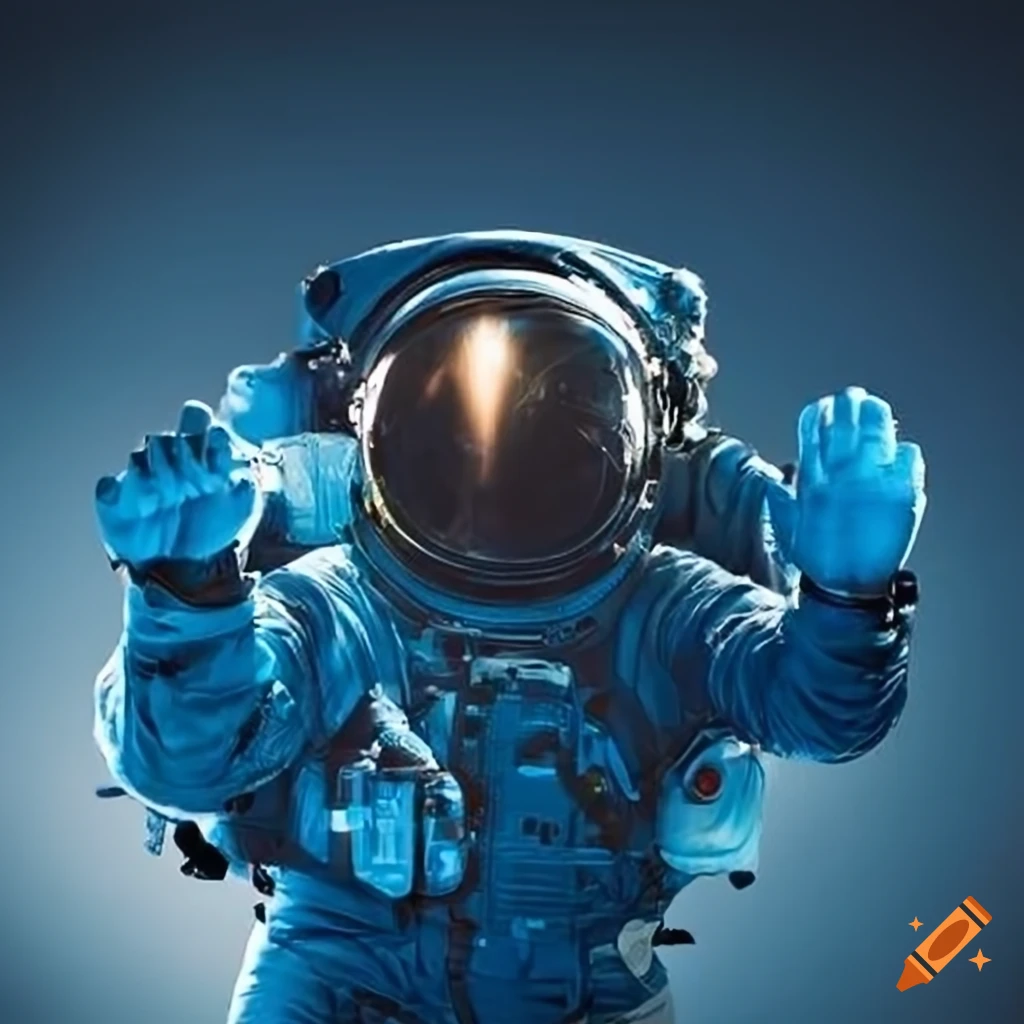Blue-suited astronaut in space on Craiyon