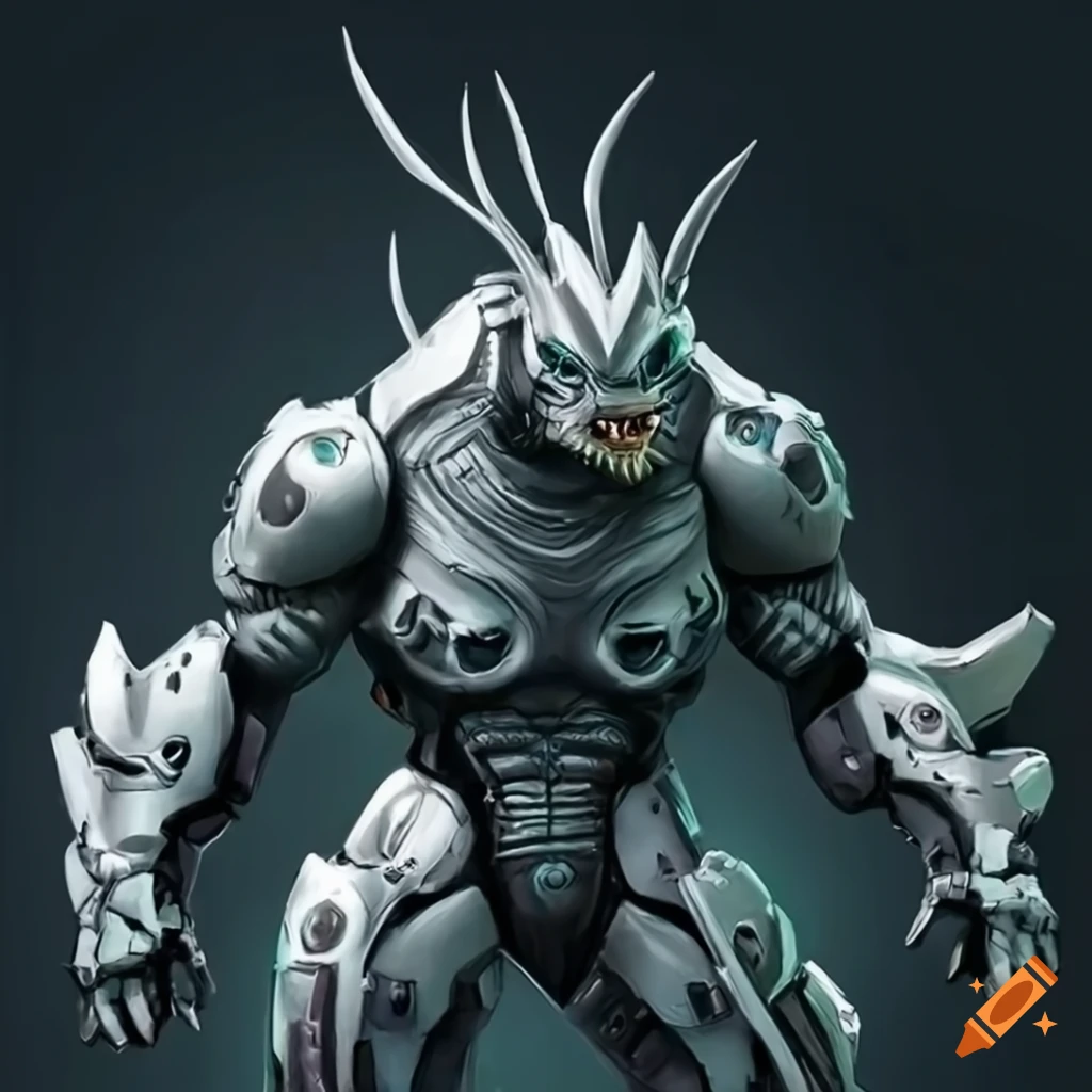 Cybernetic vampire lord in hulking mech armor on Craiyon