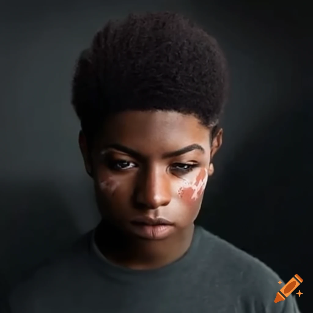 Portrait of a man with short curly hair and strong facial features on Craiyon