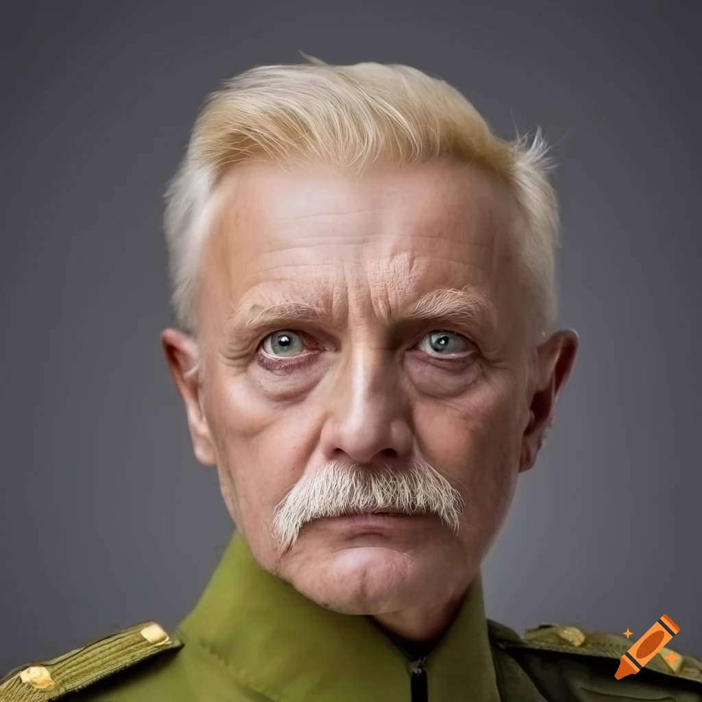 Portrait of a distinguished older man in uniform on Craiyon