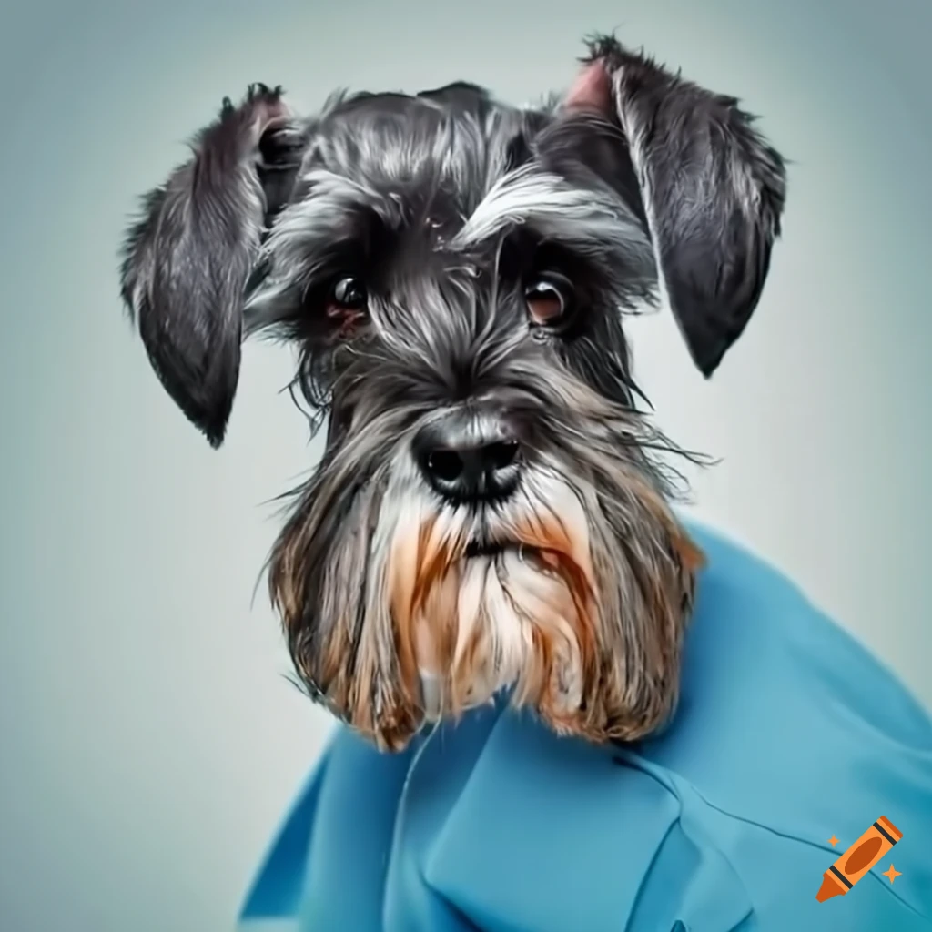 Schnauzer dressed as a doctor