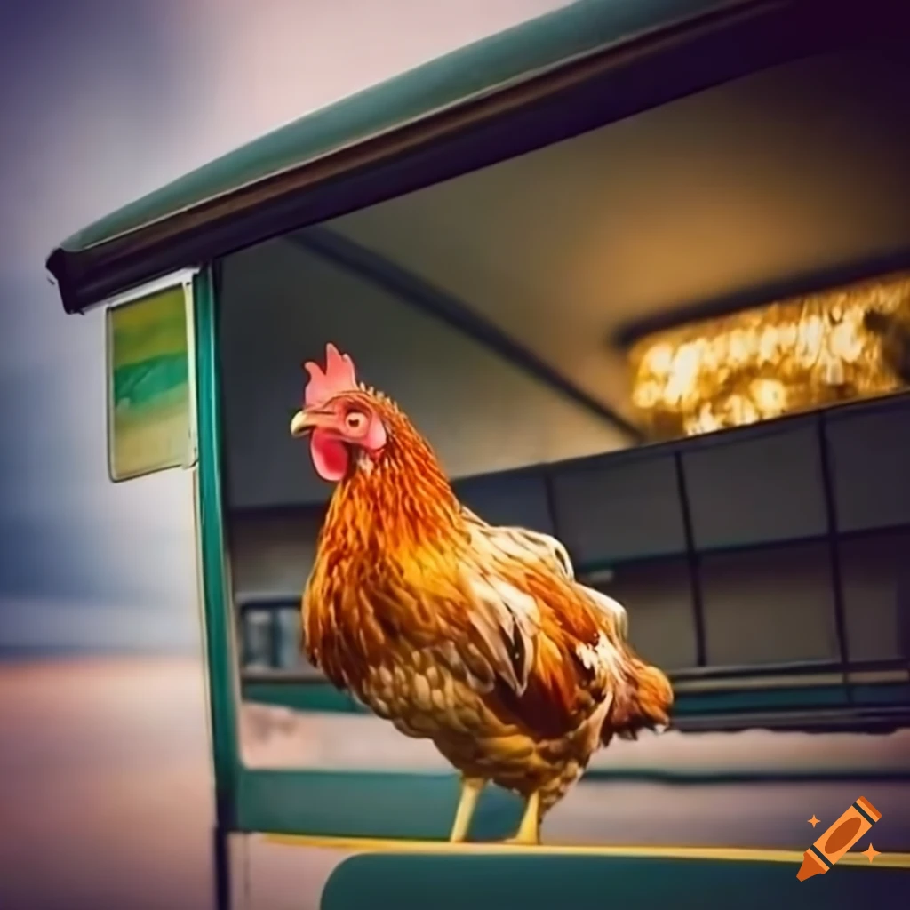 Retro punk rock album cover featuring a chicken as god on Craiyon