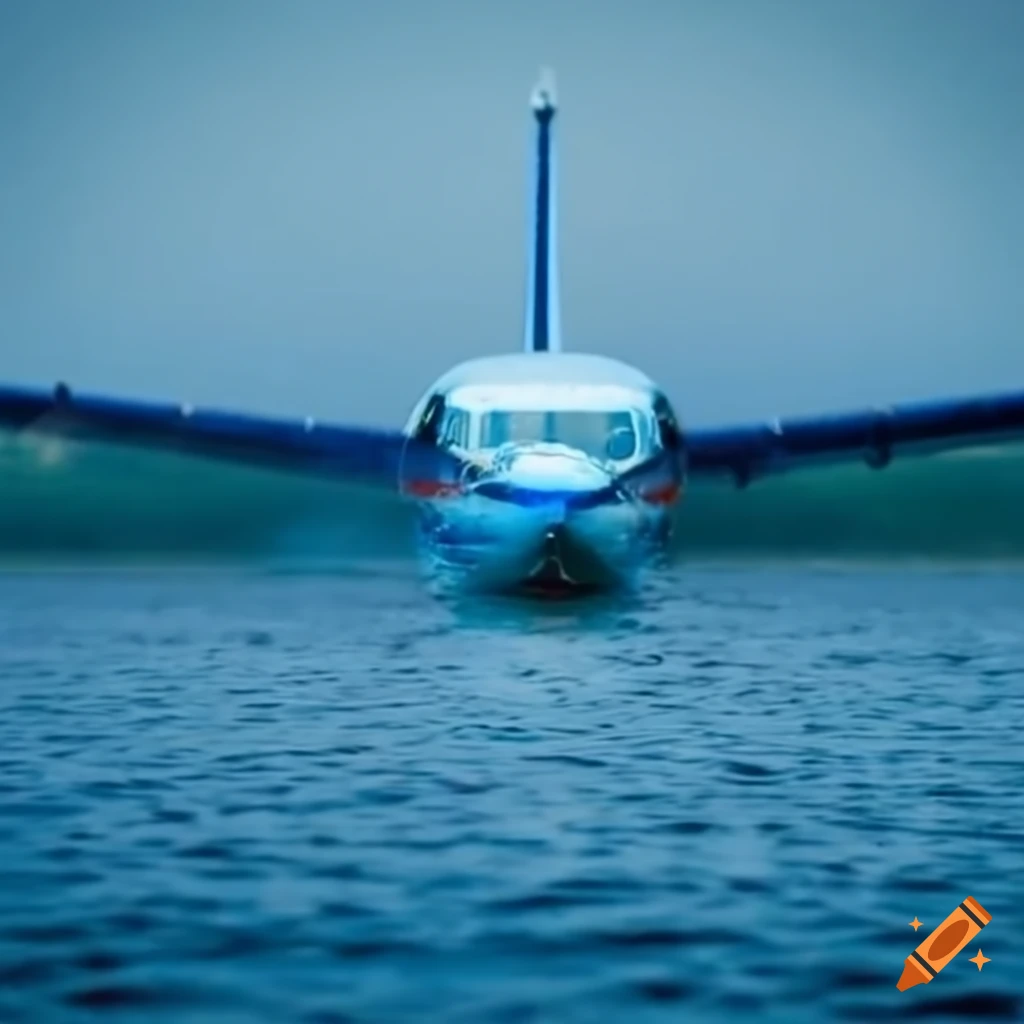 Airplane floating on water