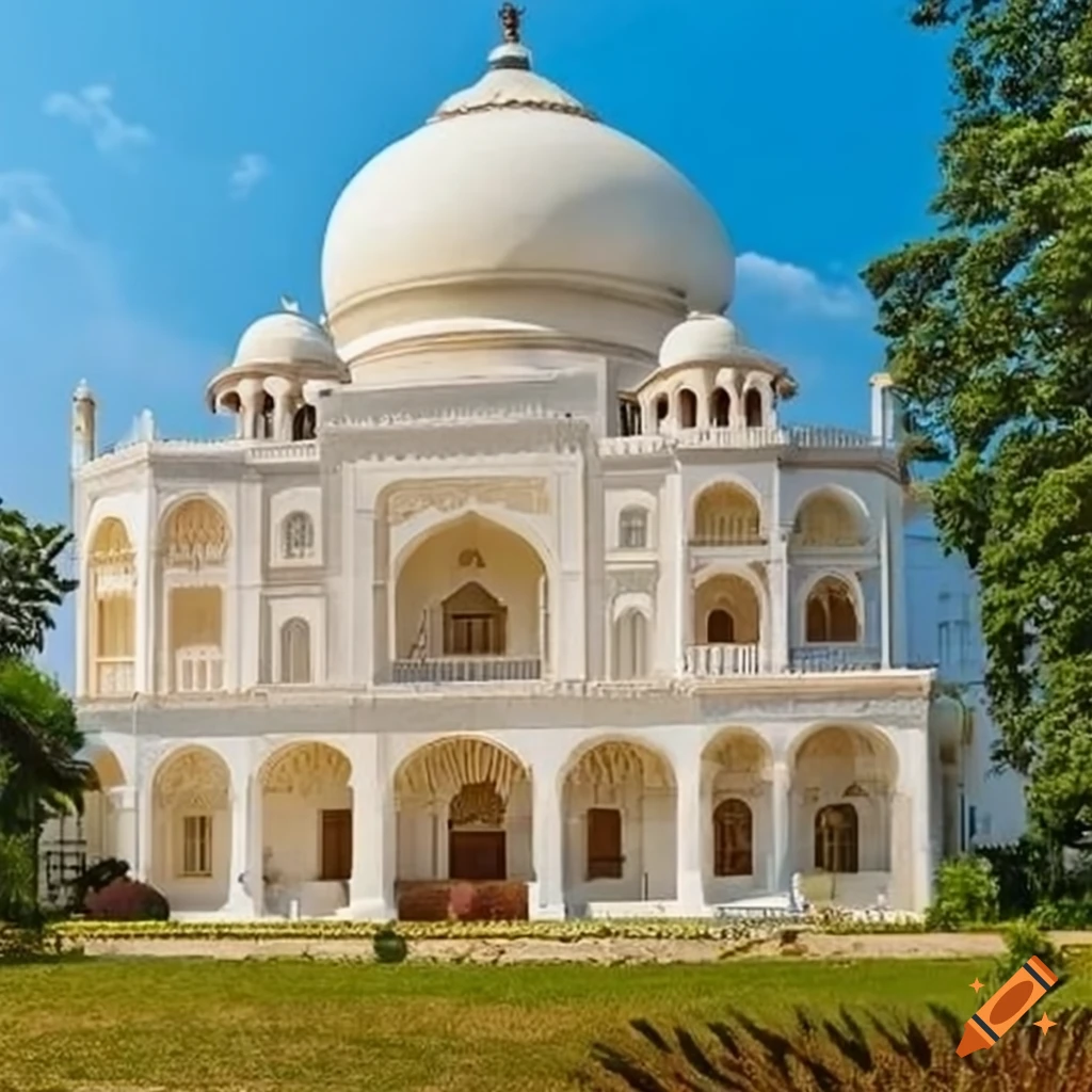 Frontal elevation of mughal mahal white house whitemarsh lynnewood ...
