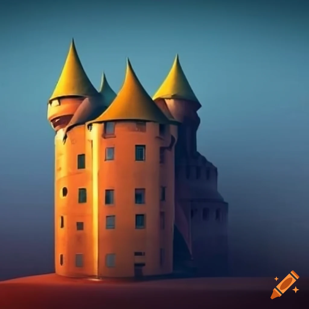 Image of a castle with a cylinder-shaped structure