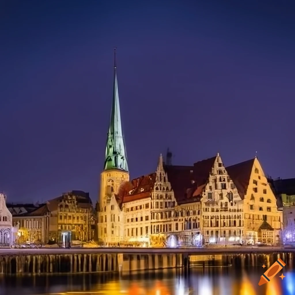 Night skyline of bielefeld city