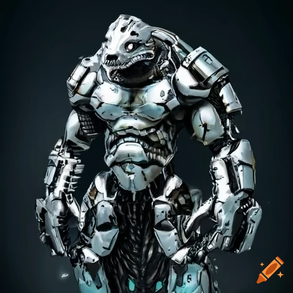 Cyborg kaiju turtle with futuristic armor on Craiyon