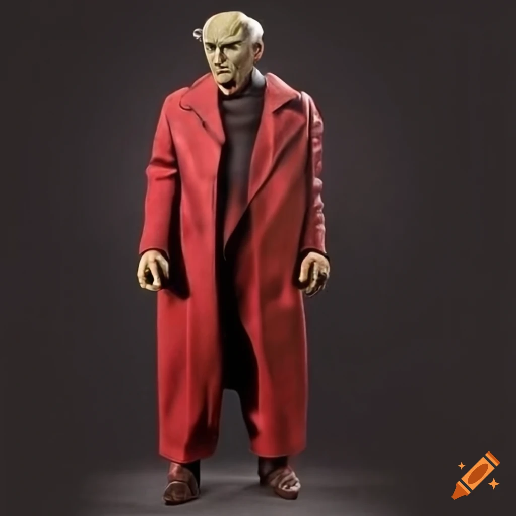 Hyperrealistic depiction of frankenstein in a red zoot suit