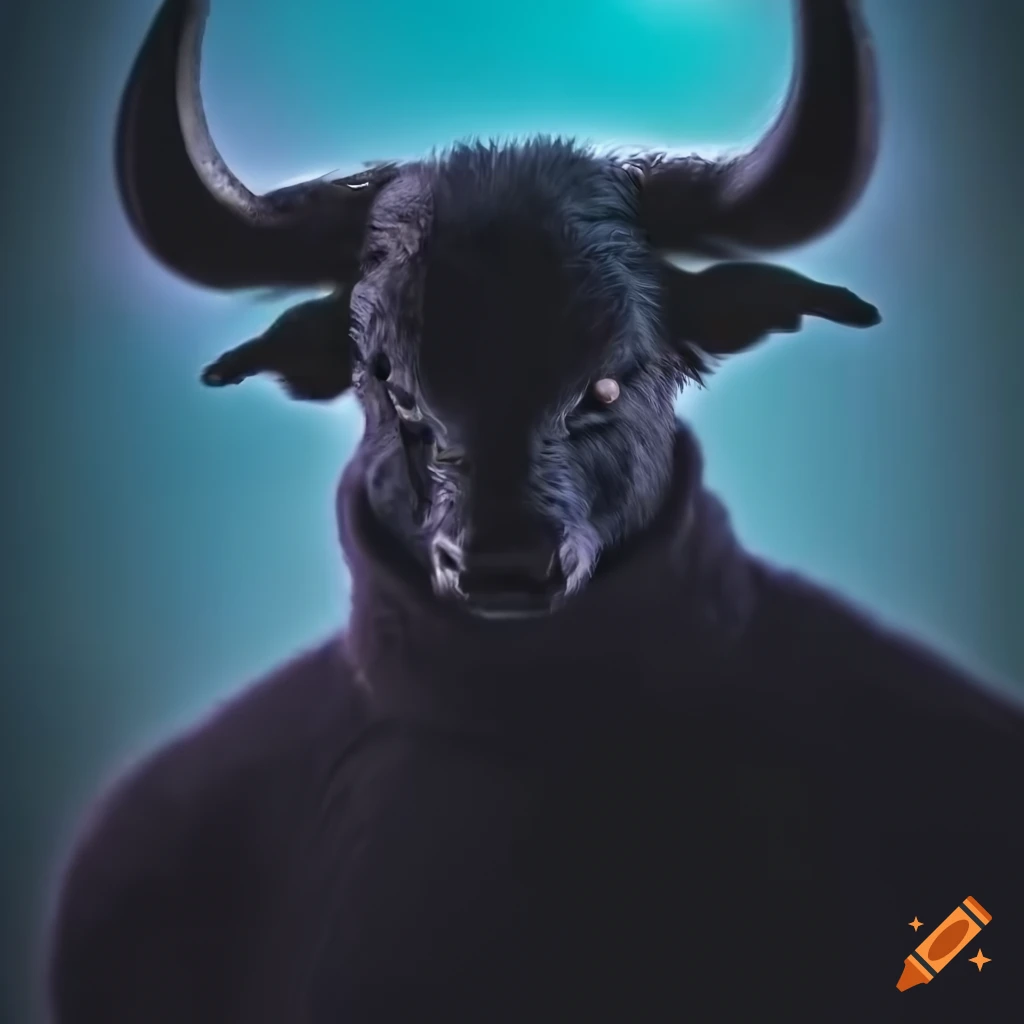 Black minotaur in a stylish turtleneck sweater on Craiyon