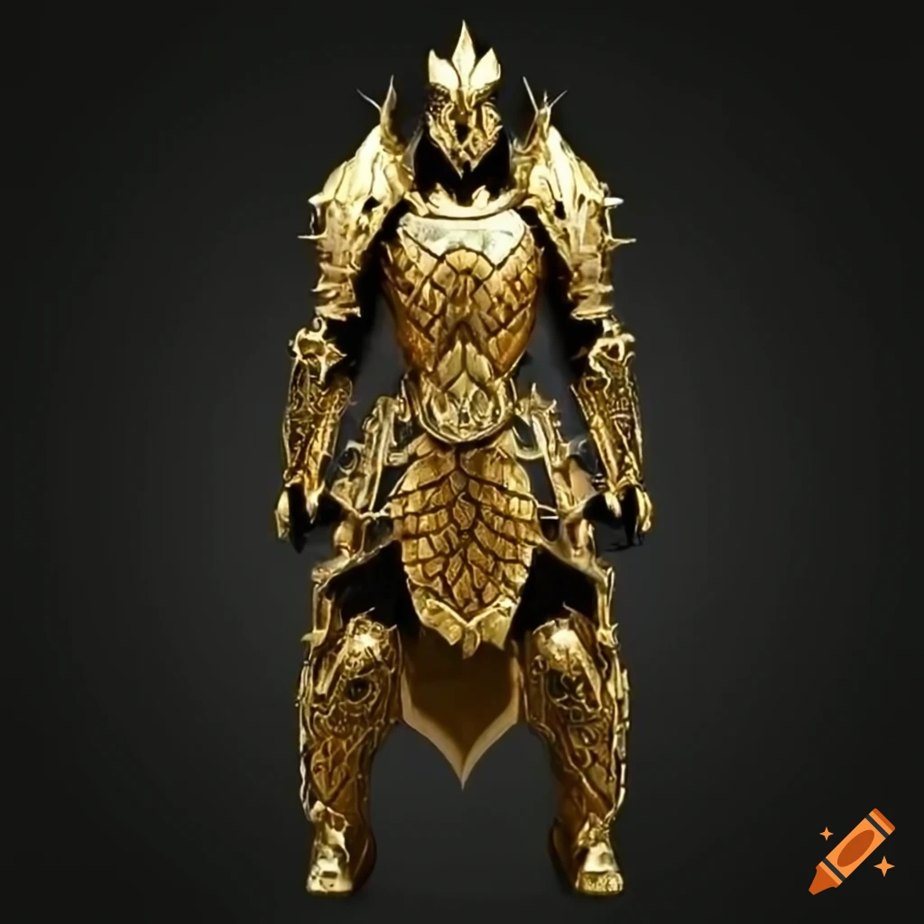 Image of gold and black dragon armor on Craiyon