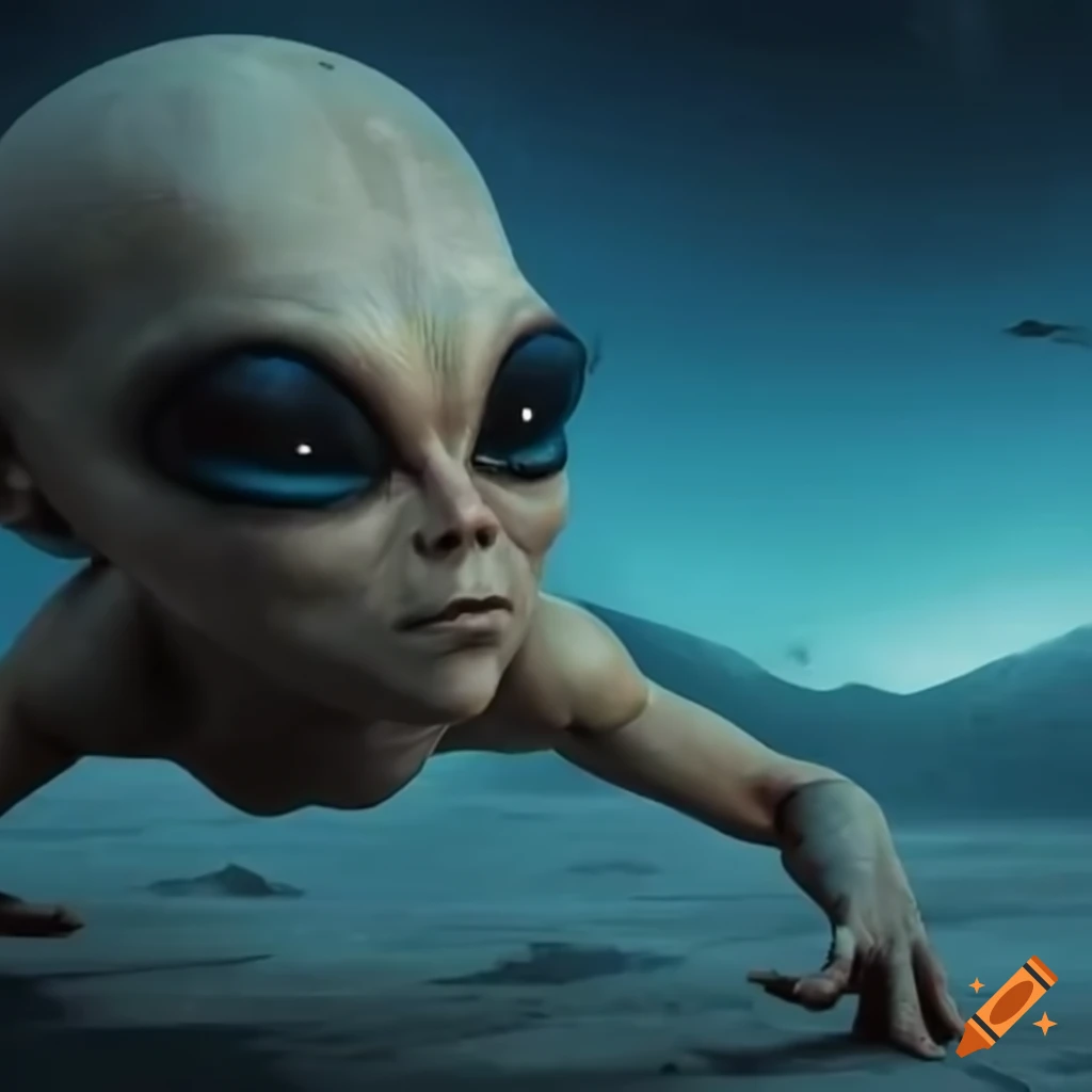 Funny image of an alien doing pushups on the moon on Craiyon