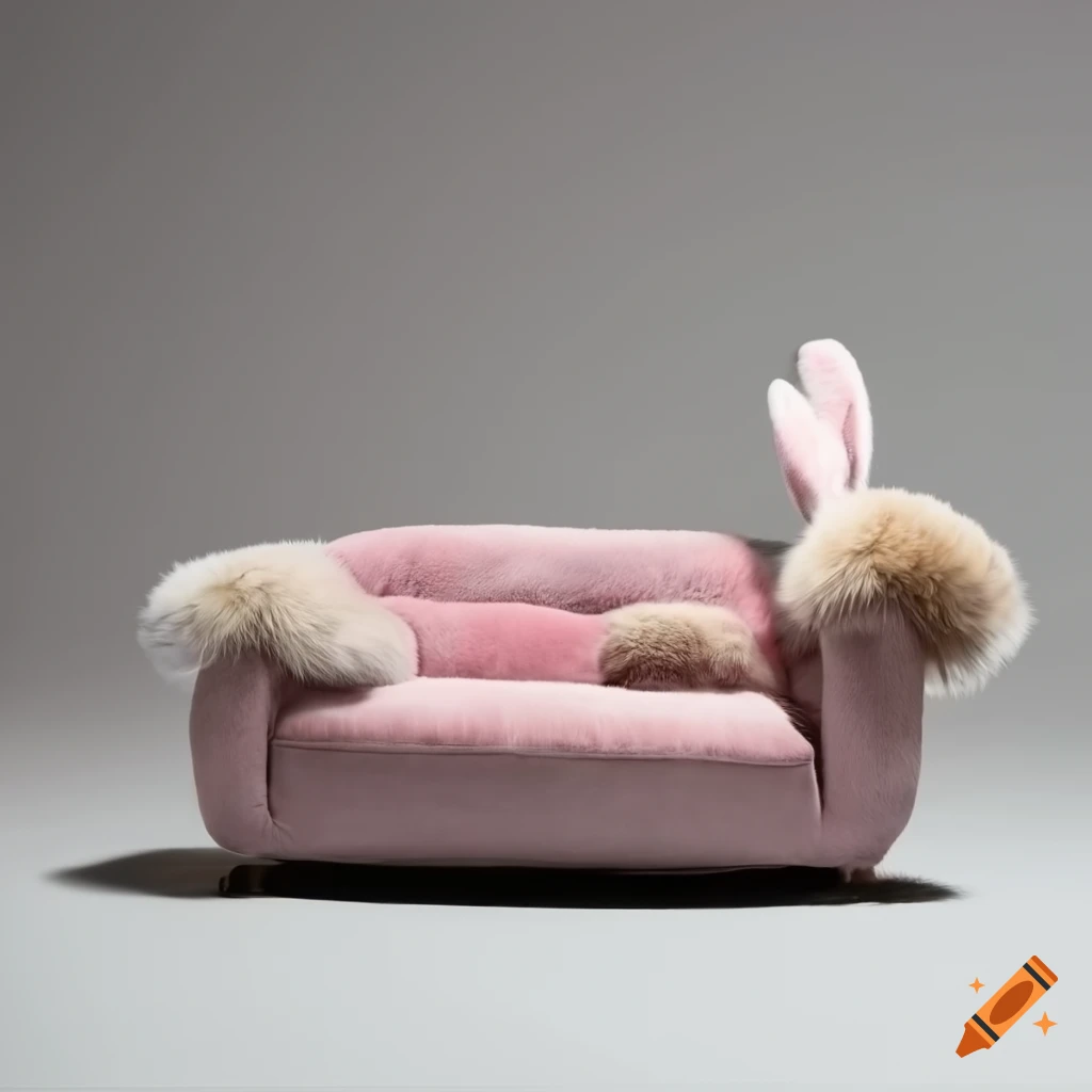 Sofa with rabbit fur and ears