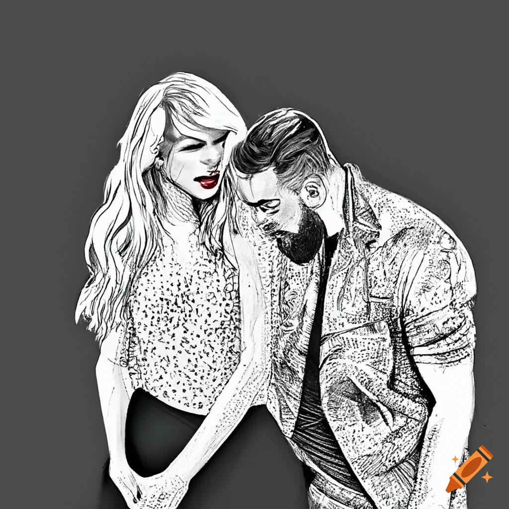 Artistic mashup of taylor swift and travis kelce on Craiyon