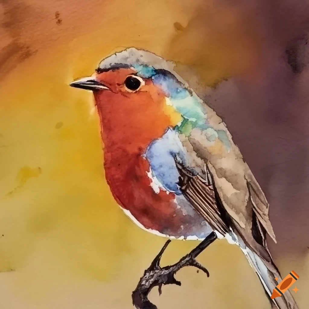 Klee bird in a watercolor style on Craiyon