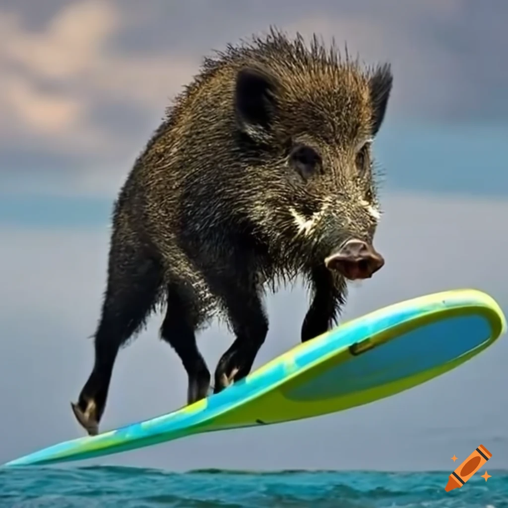 Wild boar windsurfing on Craiyon